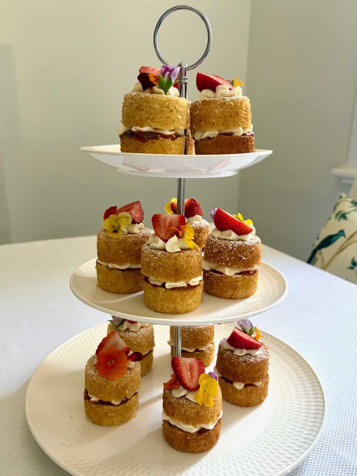 Easy Mini Victoria Sponge Cakes for Afternoon Tea - Flower & Sugar